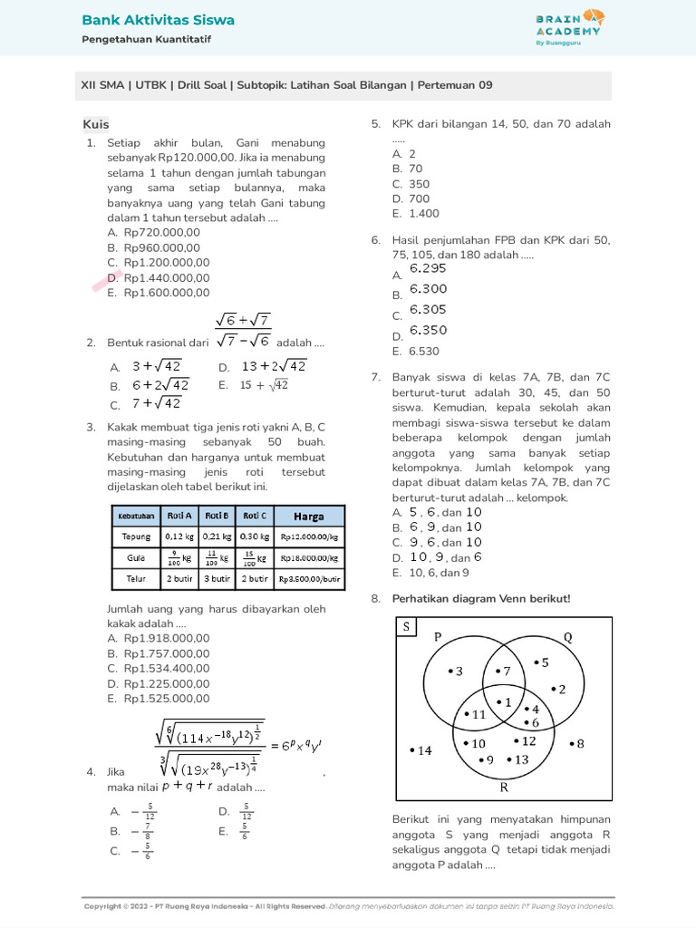 12UTBKPGK9209BS - V1 - Pertemuan 09 - Drill Soal | PDF