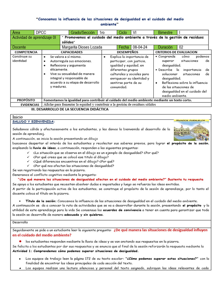 Sesion 03 de Aprendizaje DPCC 1ro | PDF | Aprendizaje | Sicología