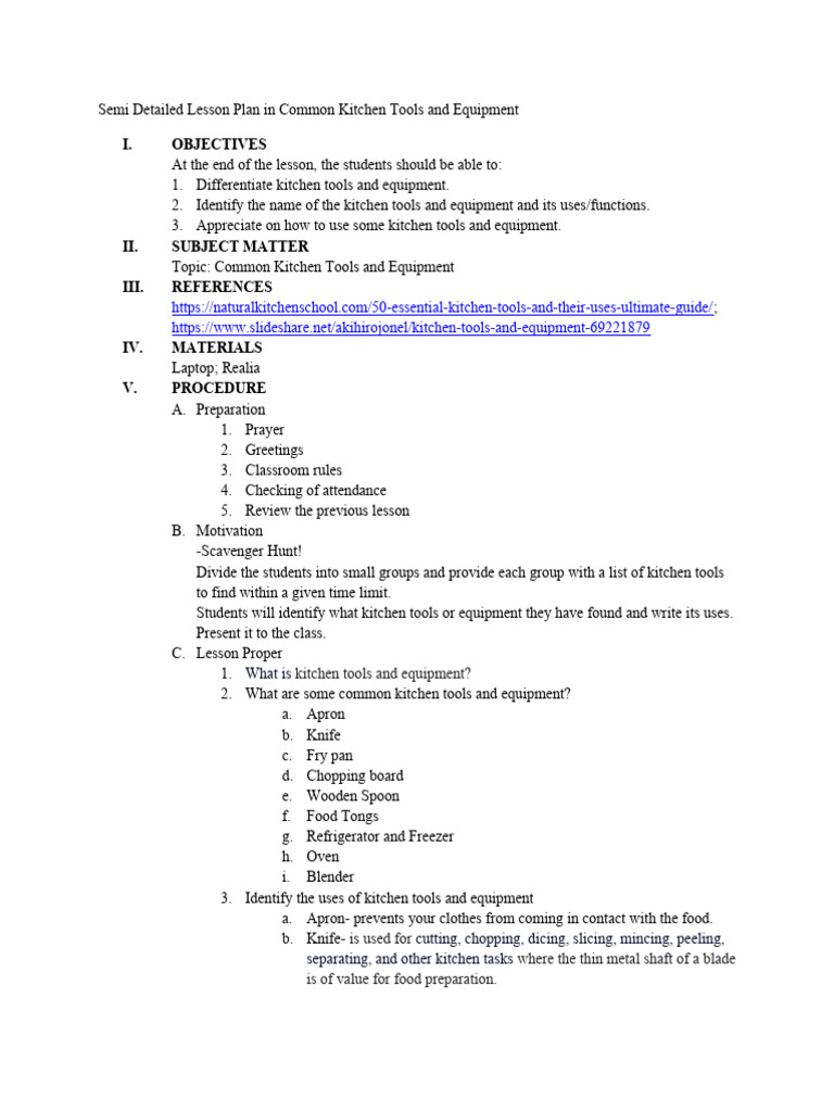 Common Kitchen Tools and Equipment Guide | PDF | Kitchen | Cooking