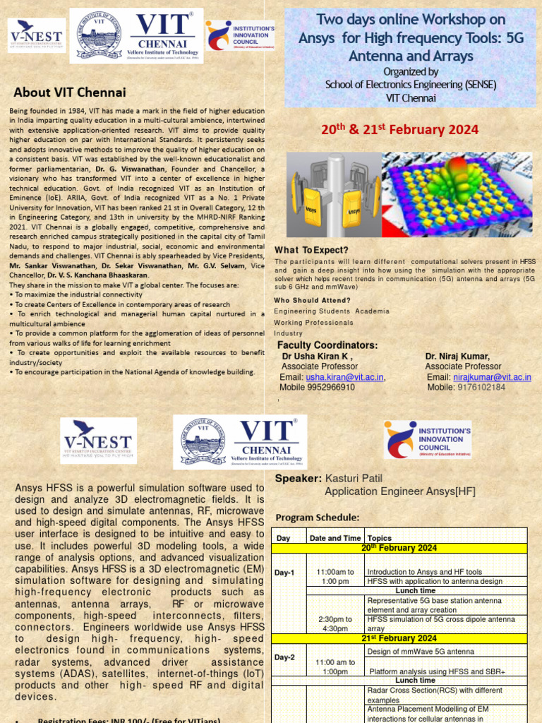2-Day Ansys Workshop - 5G Antenna and Arrays (Feb 20th-21st) - VIT Chennai | Download Free PDF ...