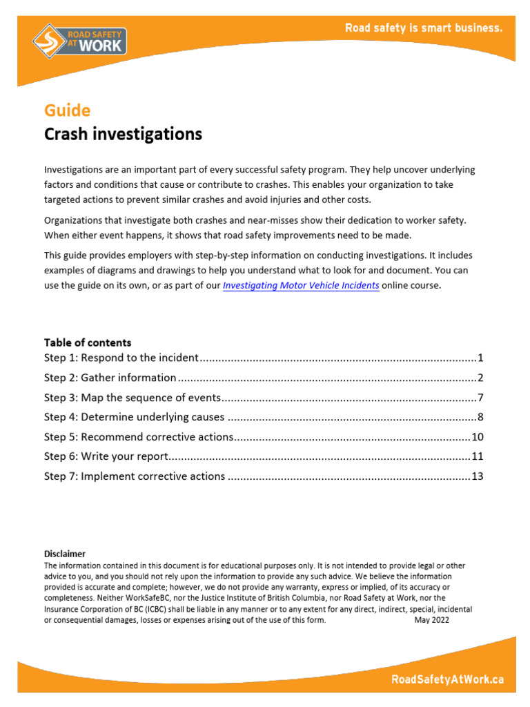 RSAW Crash Investigations Guide | PDF | Traffic Collision | Information