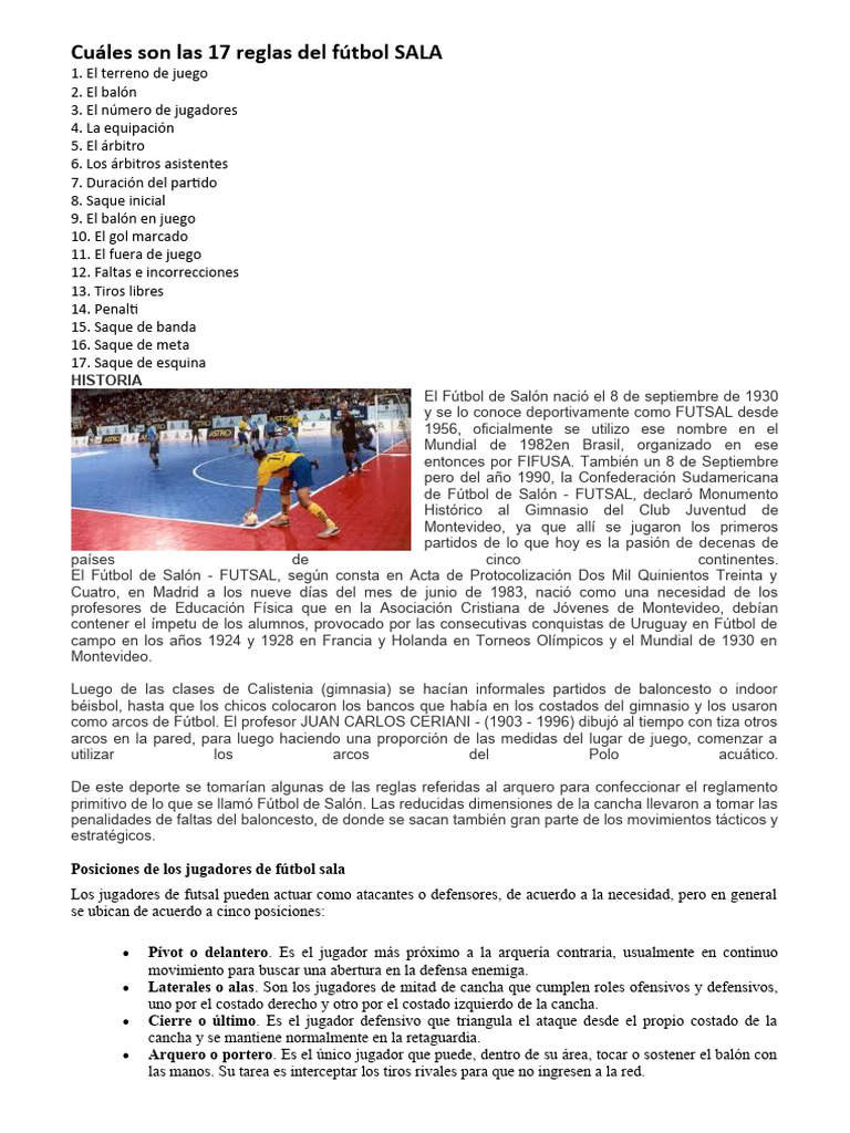 Reglas de Futsal Explicado | Descargar gratis PDF | Árbitro | Asociación de Futbol