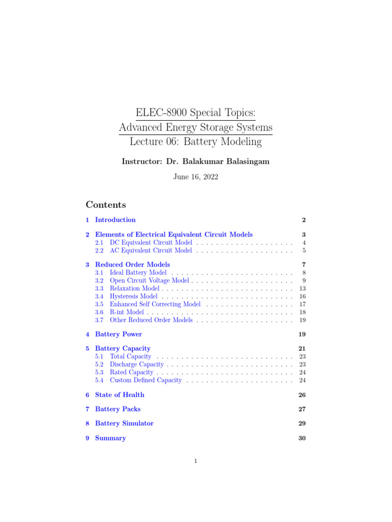 Lecture 7 - Battery Modelling - BMSLec06 - Model | PDF | Lithium Ion ...