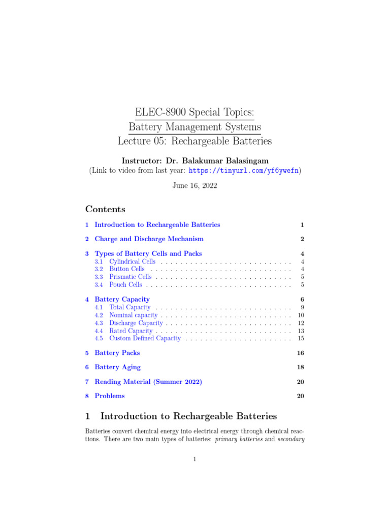 Lecture 6 - Li-Ion Batteries - BMSLec05 - LIB | PDF | Lithium Ion ...