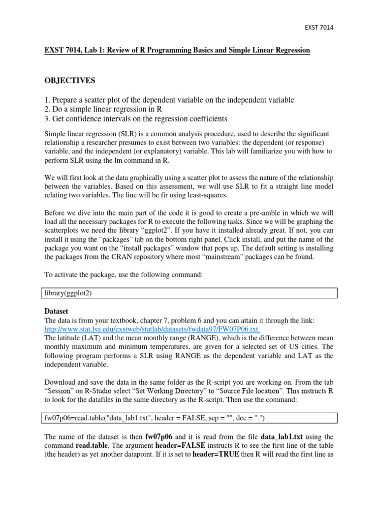 R Lab 1 | PDF | Coefficient Of Determination | Linear Regression
