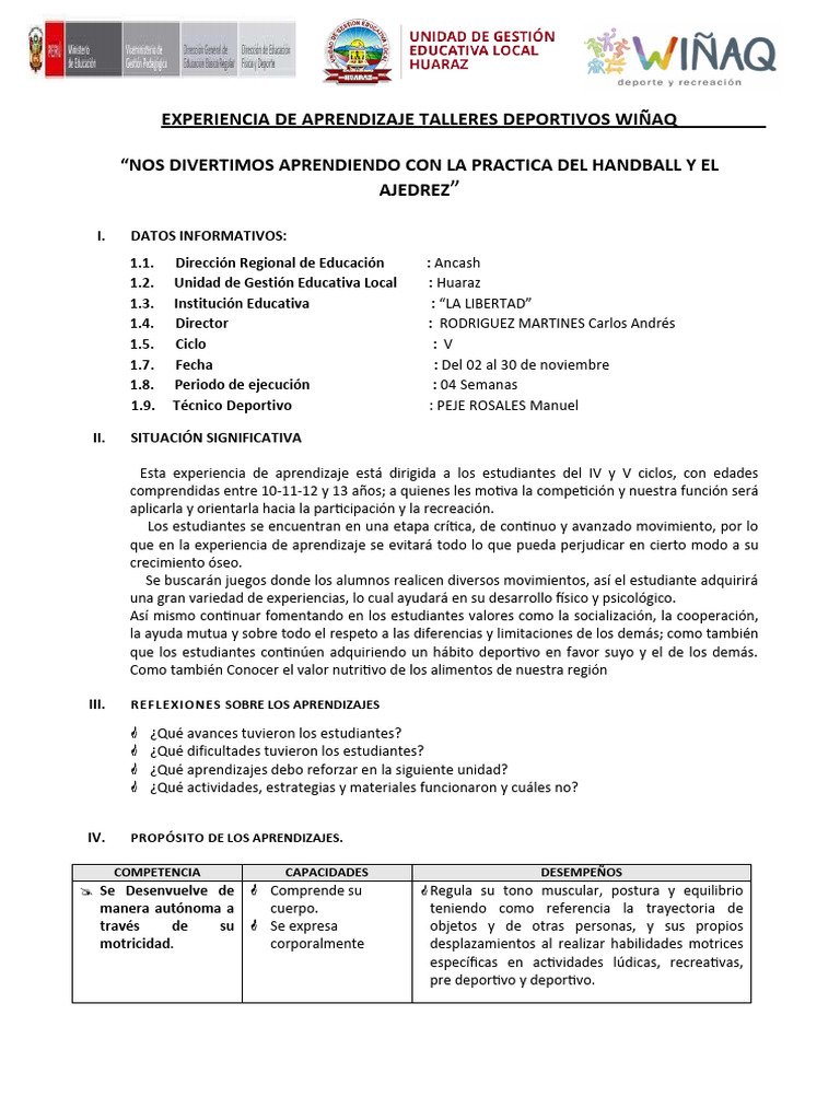 Exp. Aprend. Doc. Resp.-Wiñaq-Noviembre-2022 | PDF | Ajedrez | Juegos ...