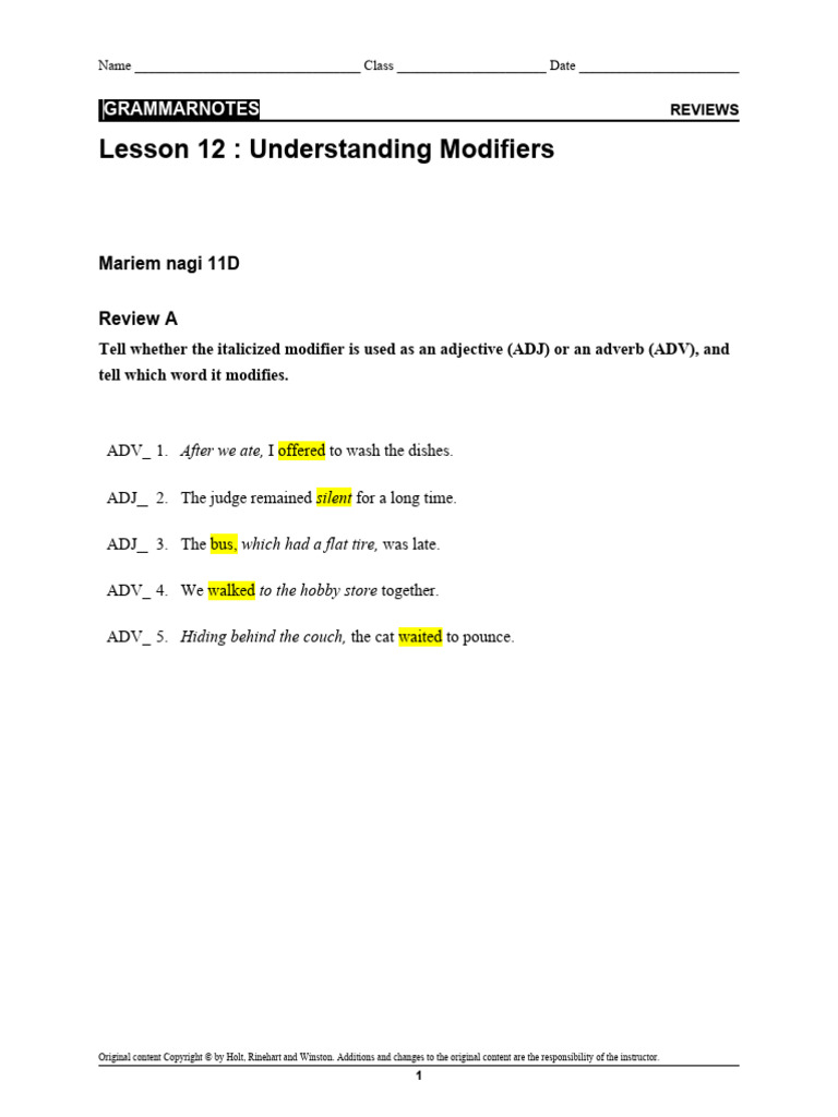 Understanding - Modifiers - 3 DONE | PDF