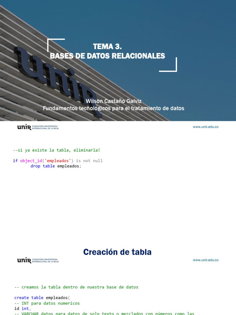Creación y Gestión de Tablas SQL | PDF | Datos | Ciencias de la Información