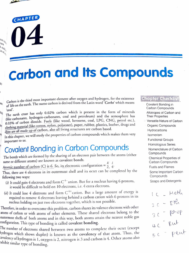 Chemistry: Carbon Compounds Basics | PDF | Covalent Bond | Chemical Bond