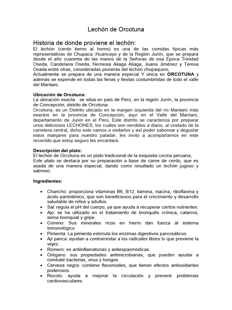 Orcotuna | PDF | Alimentos