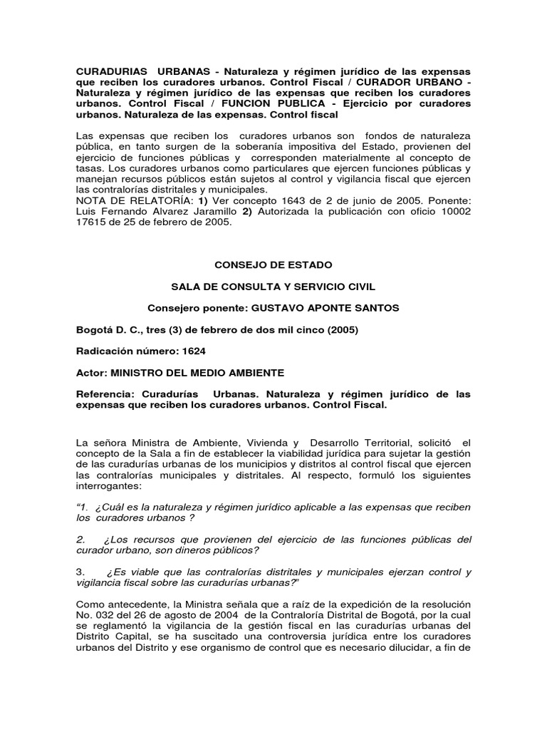 Concepto CE-SC-RAD2005-N1624 | PDF | Presupuesto | Estado (política)