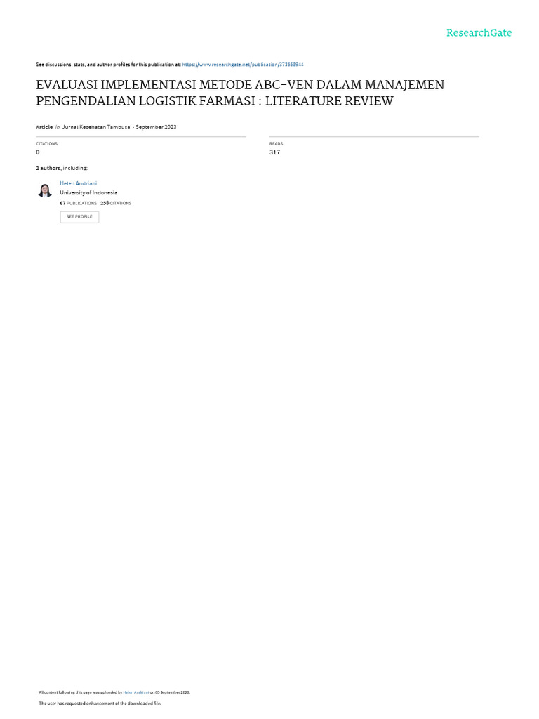 Evaluasi Metode ABC-VEN dalam Logistik Farmasi | PDF