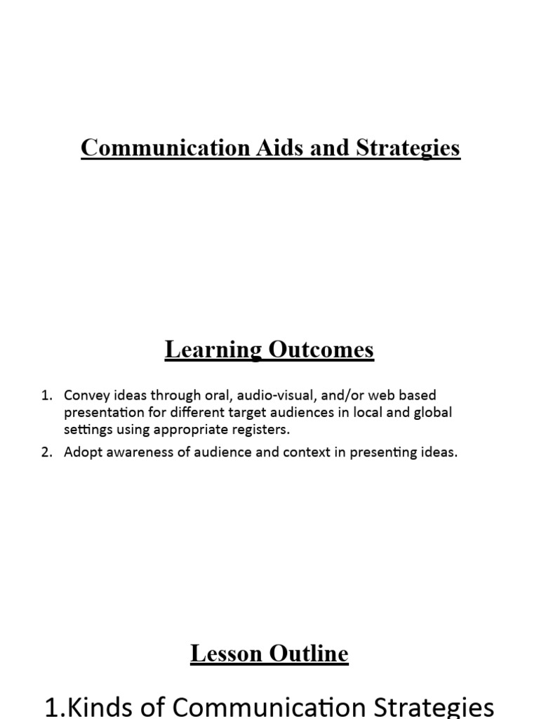 Communication Aids and Strategies | PDF | Communication | Goal