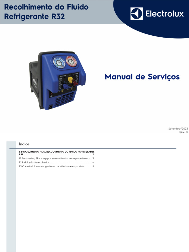 Manual de Servicos de Recolhimento Do Fluido Refrigerante r32 | PDF | Pressão | Gases