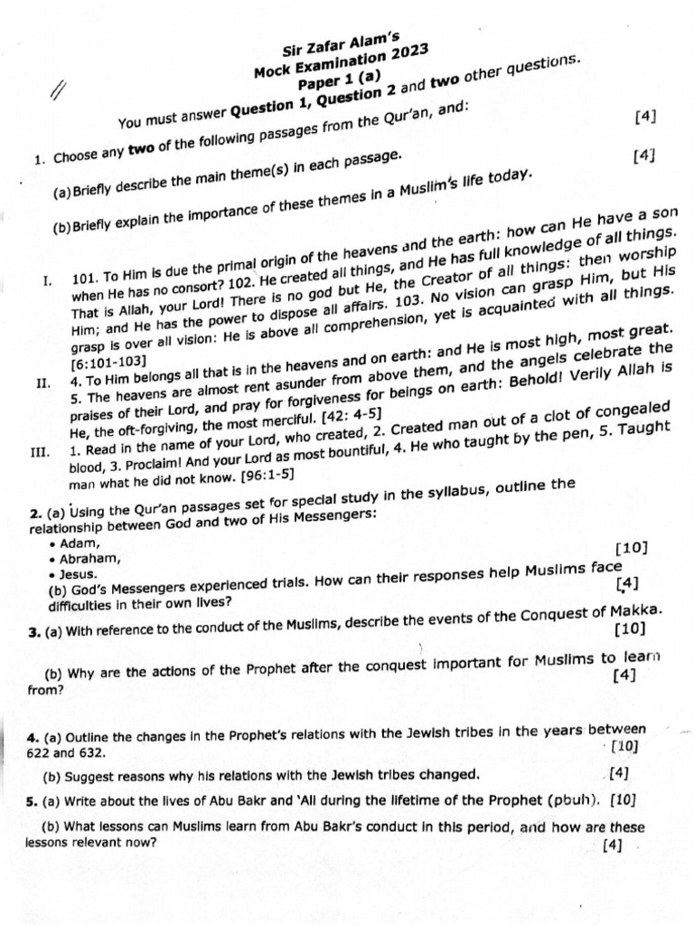 Zafar Alam Guess Paper 2023 | PDF
