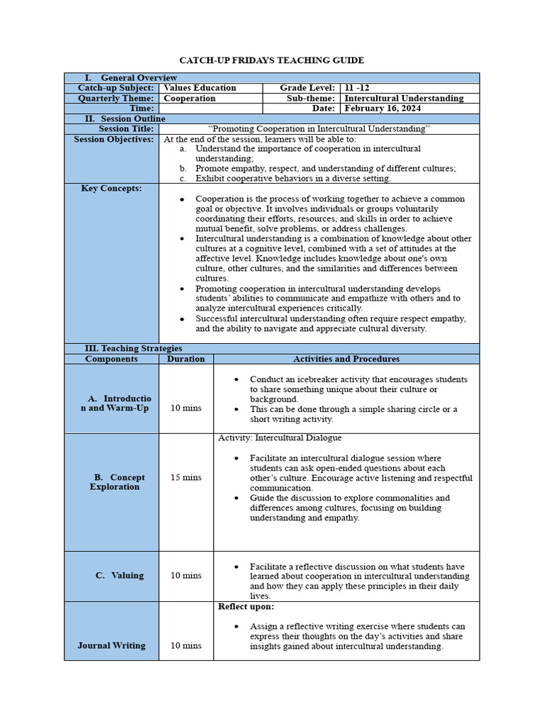 Intercultural Cooperation Teaching Guide | PDF | Empathy | Cross ...