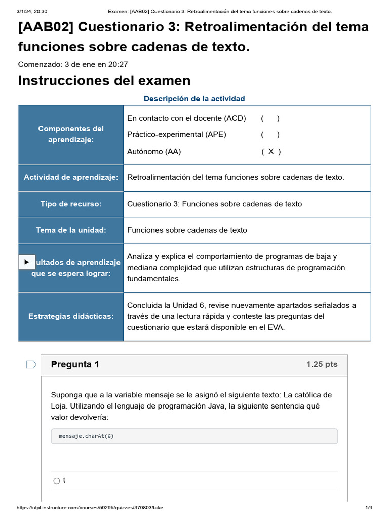 Examen - (AAB02) Cuestionario 3 - Retroalimentación Del Tema Funciones ...