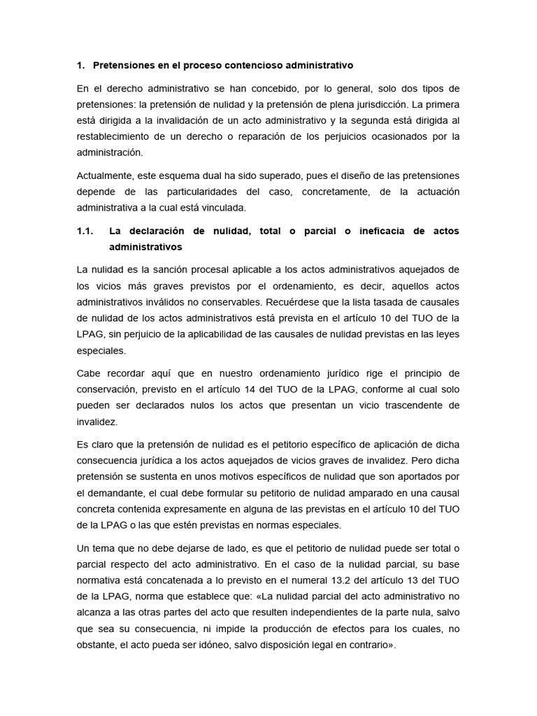 Tipos de pretensiones en derecho administrativo | PDF | Nulo (ley ...