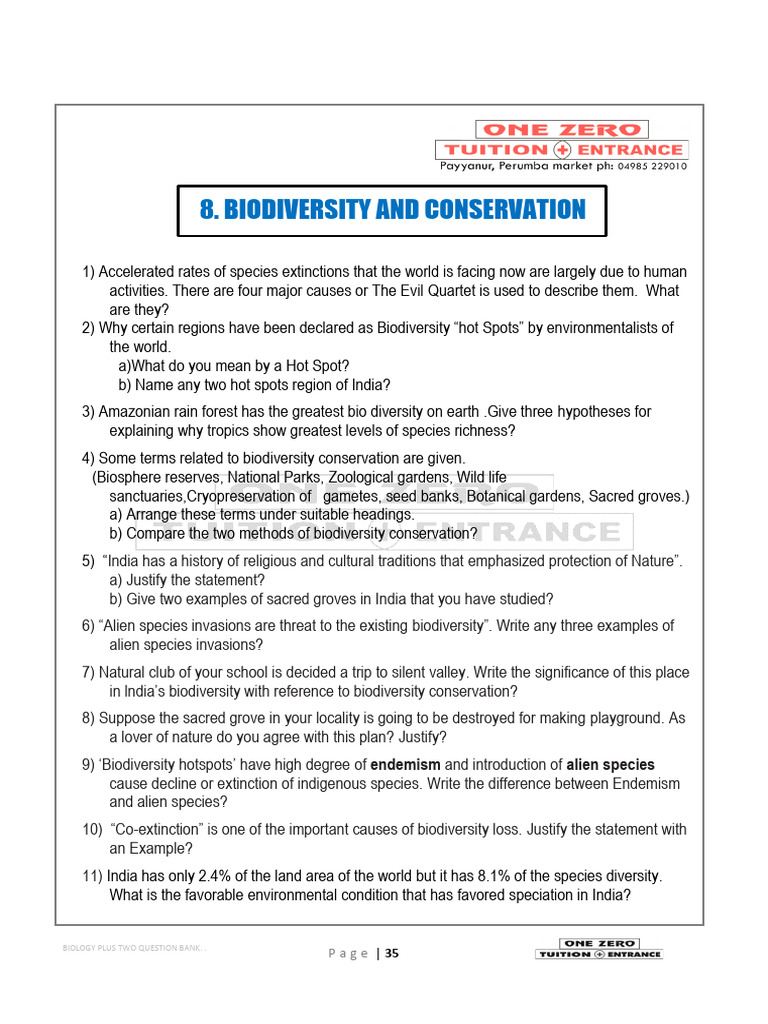 Biodiversity and Conservation | PDF | Biodiversity | Conservation Biology