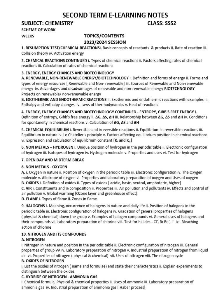 2ND Term S2 Chemistry Lesson Plan | Download Free PDF | Nuclear Power ...
