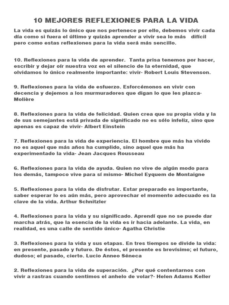 10 Reflexiones Esenciales sobre la Vida | PDF