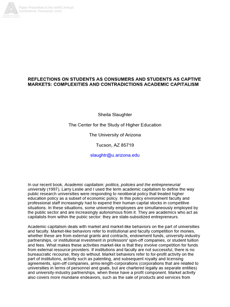 Academic Capitalism & Student Markets | PDF | Patent | Market (Economics)