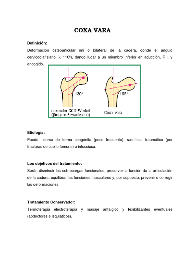 Coxa Vara y Valga: Definición y Tratamiento | PDF | Especialidades ...