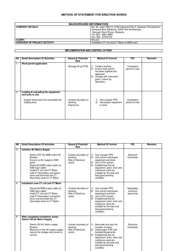 MoS For M Luna Installation CT and CT Meter | PDF | Alternating Current ...