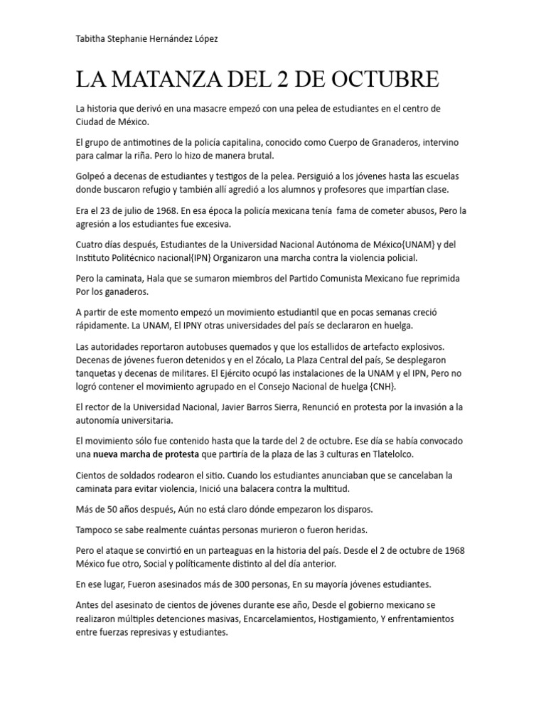 La Matanza Del 2 de Octubre | PDF