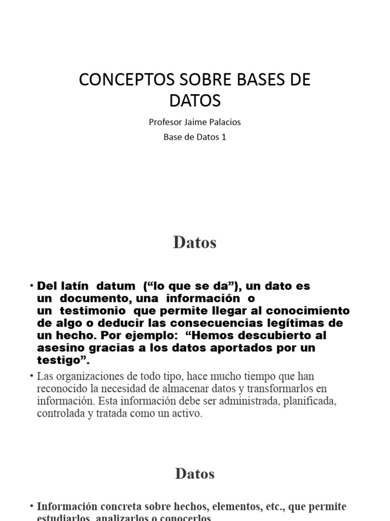 Conceptos Sobre Bases de Datos | PDF | Bases de datos | Archivo de computadora