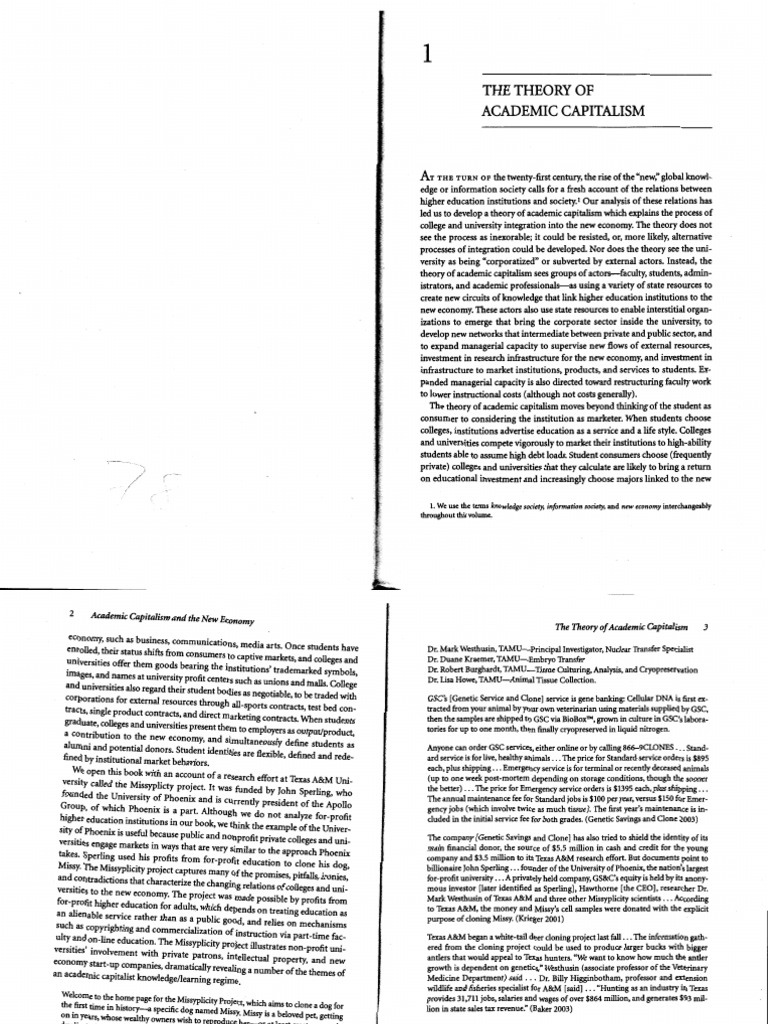 Sheila Slaughter - The Theory of Academic Capitalism | PDF
