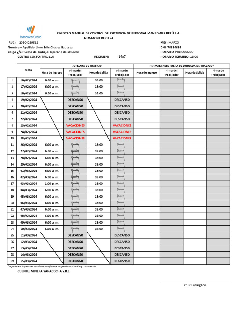 Asistencia Jhon Chavez - 064701 | PDF