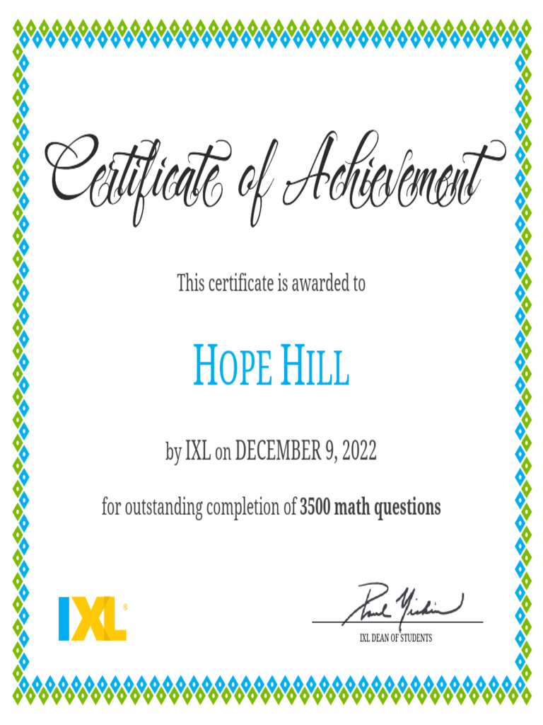 Certificate Math Ixl | PDF