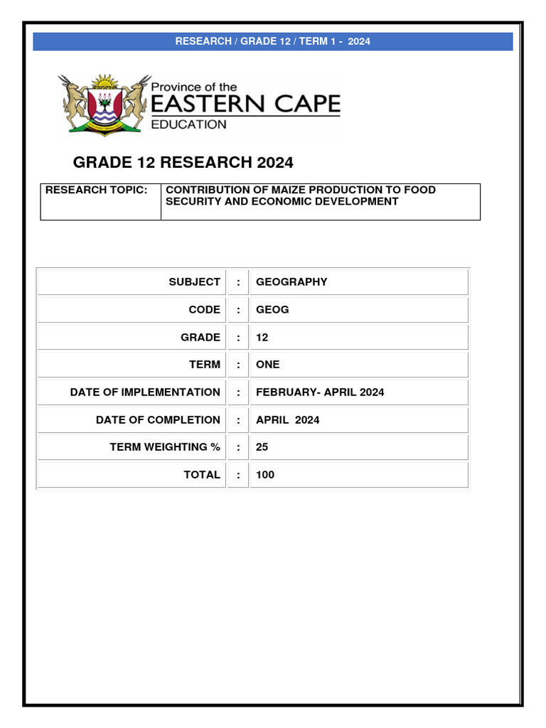 Gr12 Research Task 2024 | PDF | Map | Agriculture
