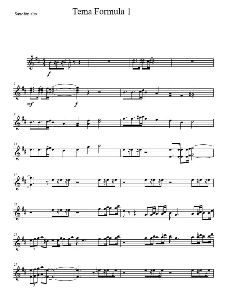 Tema Formula 1 - Saxofón Alto | PDF
