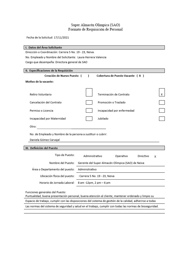 Formato de Requisicion de Personal Administrativo | Descargar gratis ... Formato de Requisicion de Personal Administrativo | Descargar gratis ...