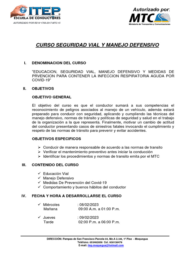 CURSO MANEJO DEFENSIVO Y SEGURIDAD VIAL | PDF CURSO MANEJO DEFENSIVO Y SEGURIDAD VIAL | PDF