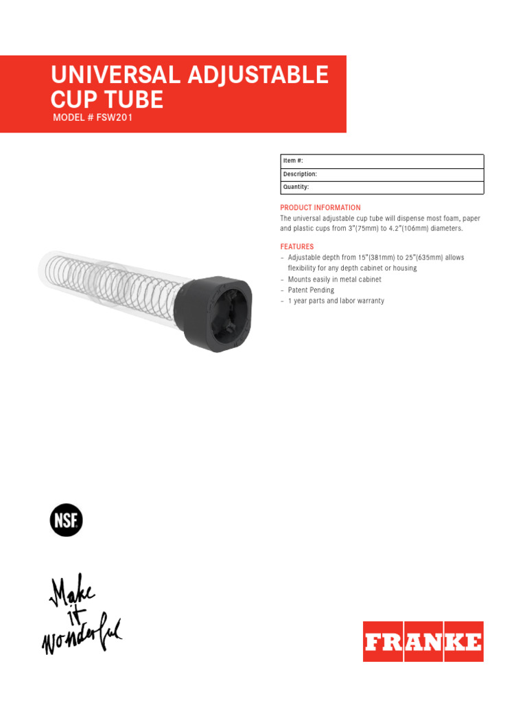 Adjustable Cup Tube | PDF