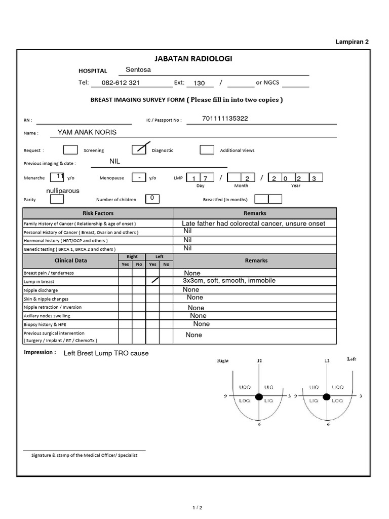 Mammogram Report Template | PDF | Breast Cancer | Breast Diseases