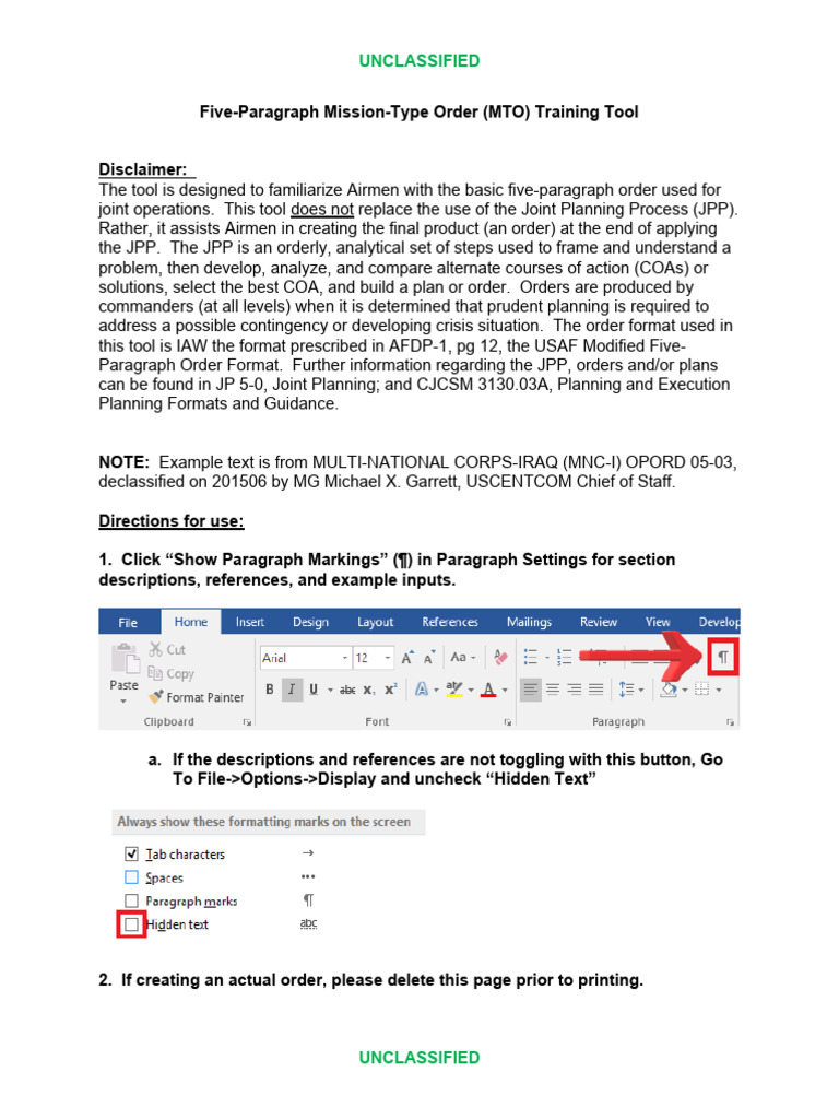 Five-Paragraph Order Training Guide | PDF | Military | Military Science