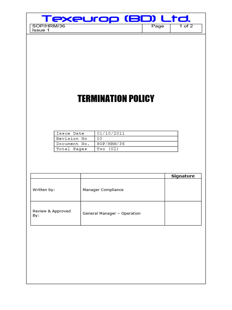 36_Termination Policy | PDF