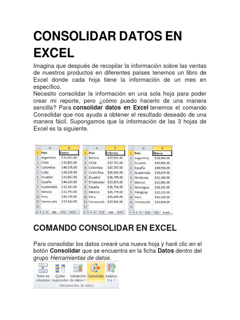 Consolidar Datos en Excel | PDF