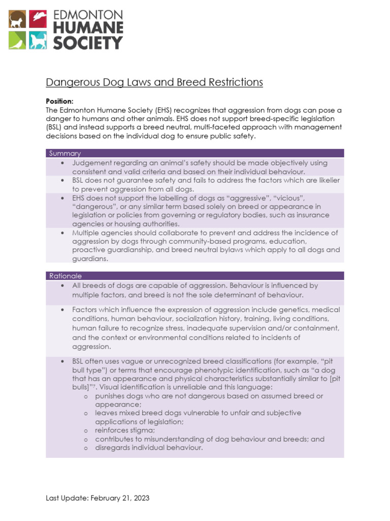 Dangerous Dog Laws and Breed Restrictions 1 | PDF | Dogs | Aggression