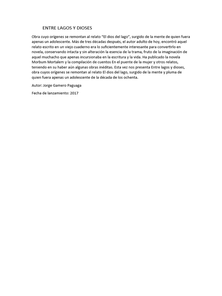 Entre Lagos y Dioses | PDF