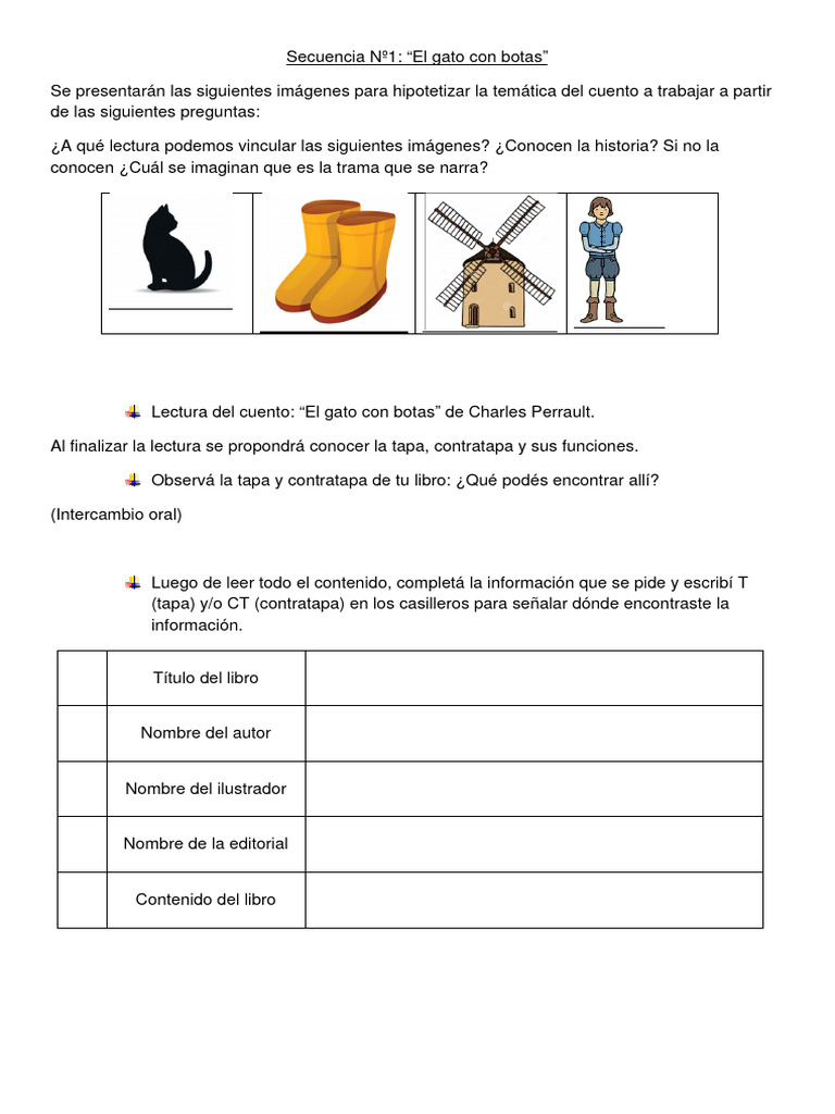 Actividades sobre "El gato con botas" | PDF | Charles Perrault