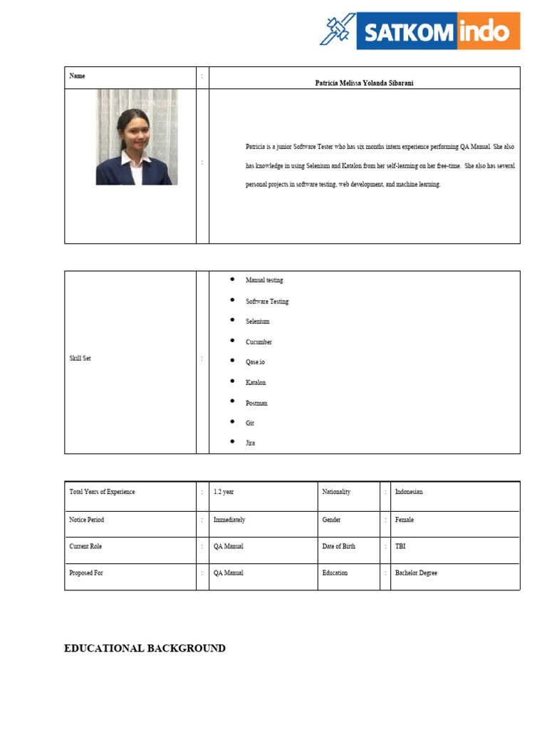 QA Manual - Patricia Melissa Yolanda Sibarani - SATKOM | PDF | Information Technology | Computer ...