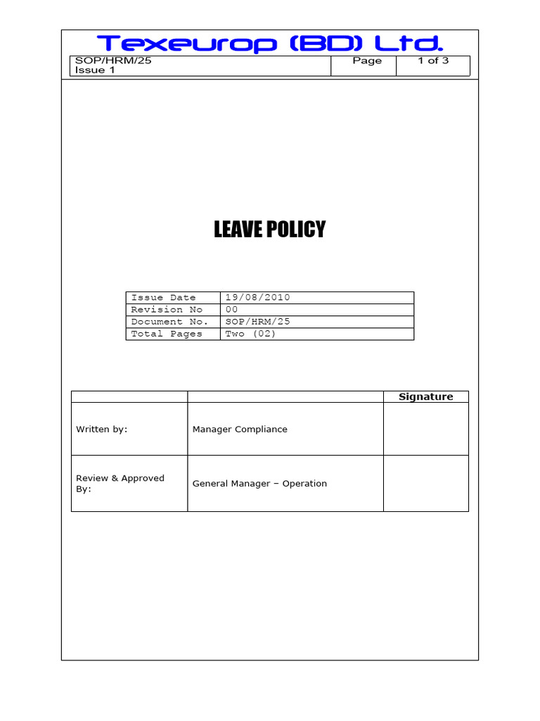 Texeurop BD Leave Policy | PDF