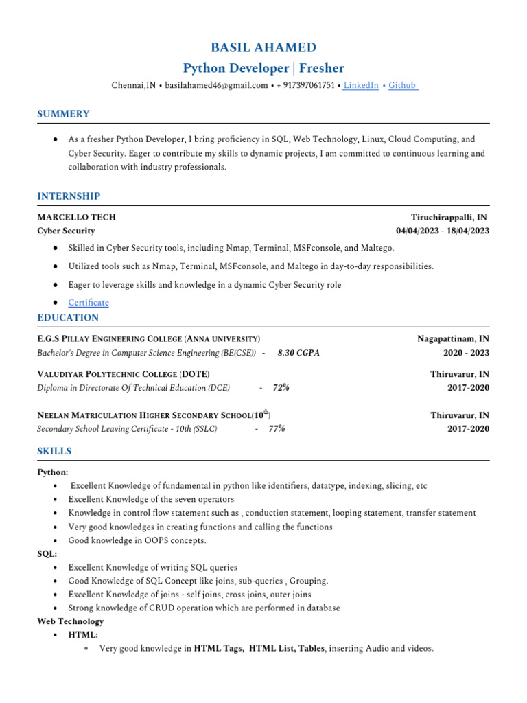 Basil Ahamed Python 2024 | PDF | World Wide Web | Internet & Web