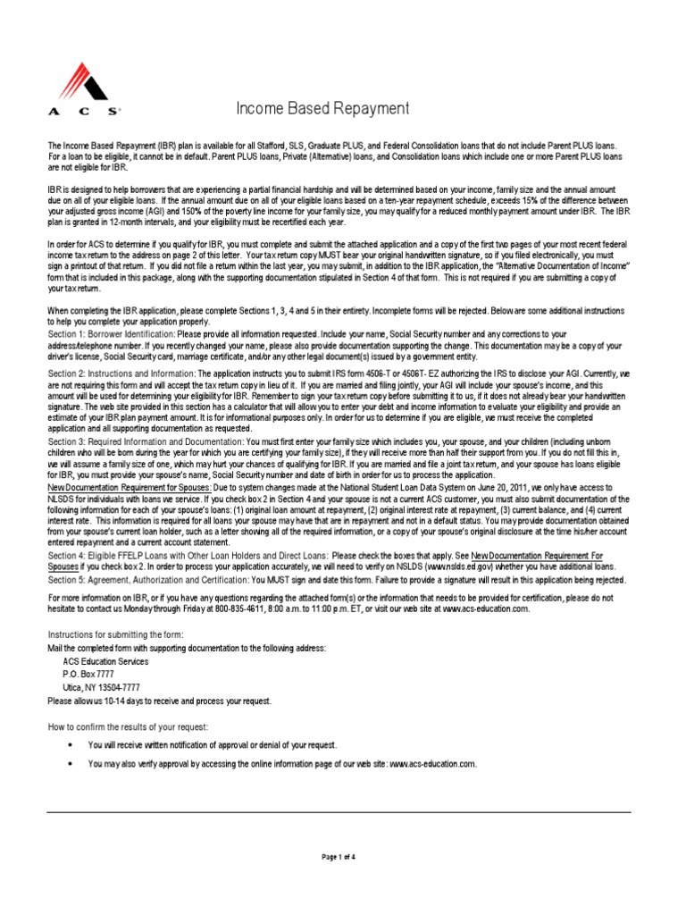 IBR Application C | PDF | Student Loan | Student Loans In The United States