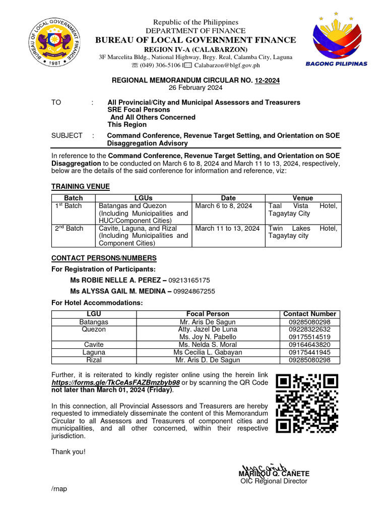 RMC 12-2024 1st Quarter Conference Advisory | PDF